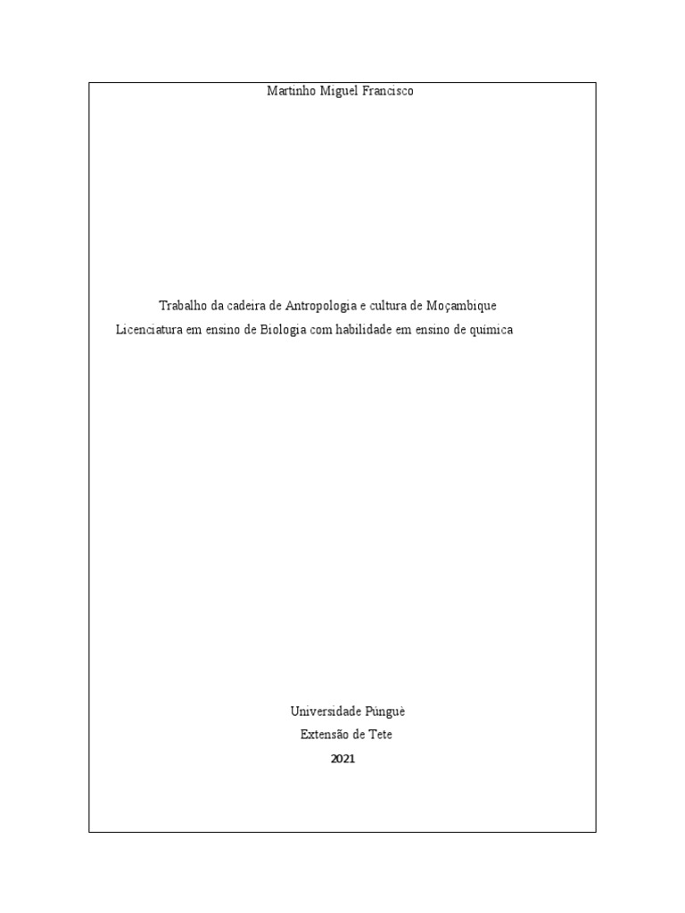 Trabalho Individual | PDF | Antropologia | Humano