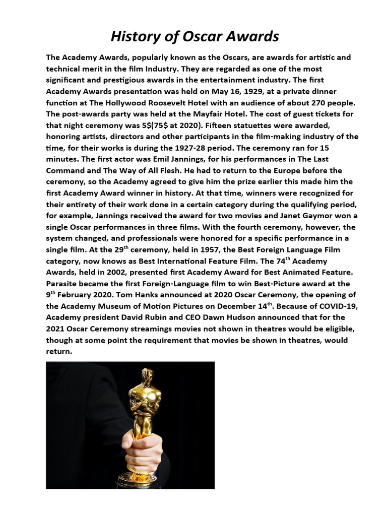 History of Oscar Awards | PDF