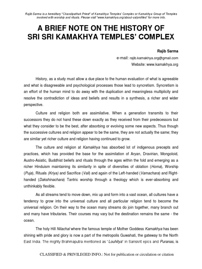 History of Kamakhya Temple Complex | PDF | Kali | Tantra