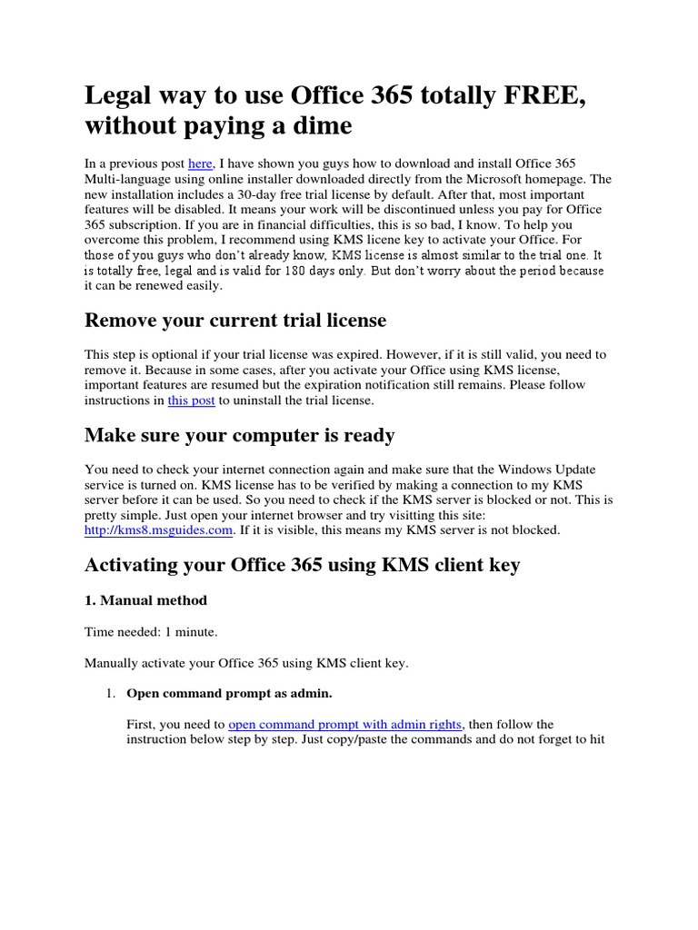 Activate Office 365 Permanently Totally FREE1 by KMS AUTO Tool | PDF ...