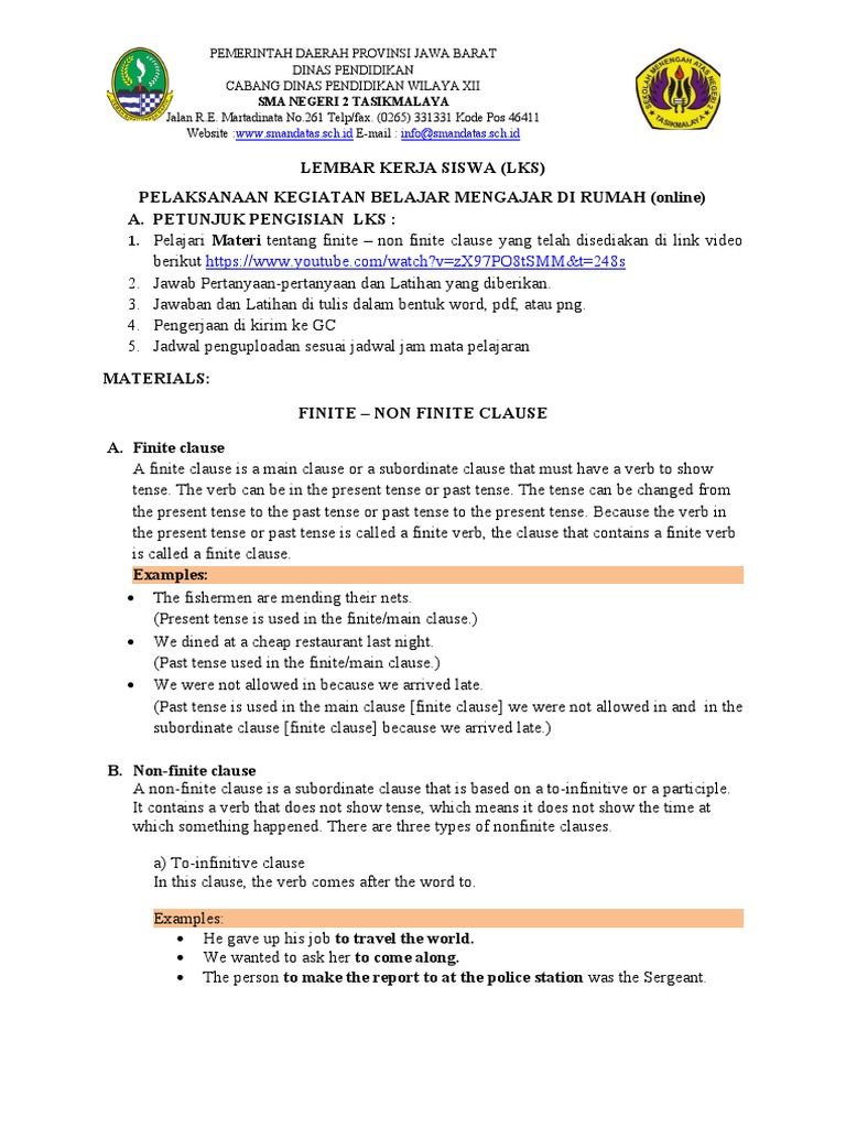 Finite and Non-Finite Clause | Download Free PDF | Clause | Linguistics