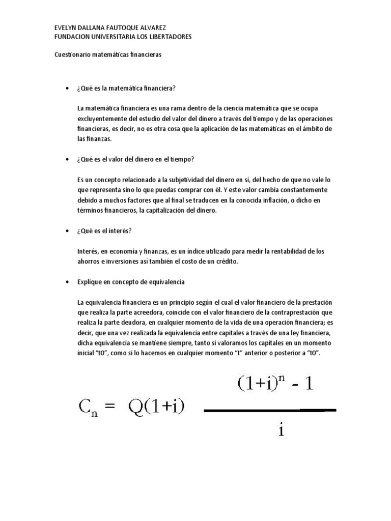 Conceptos Básicos de Matemáticas Financieras | PDF | Interés | Finanzas y dinero
