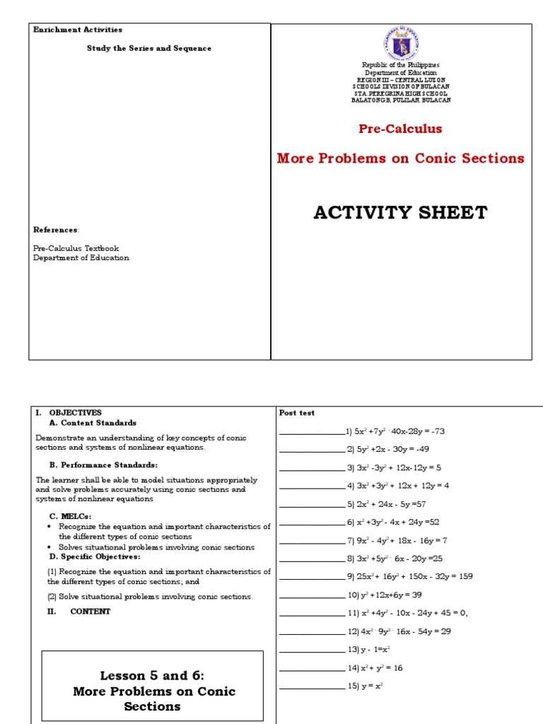 Activity-Sheet-Template Pre Calculus Week 5-6 | PDF | Elementary ...