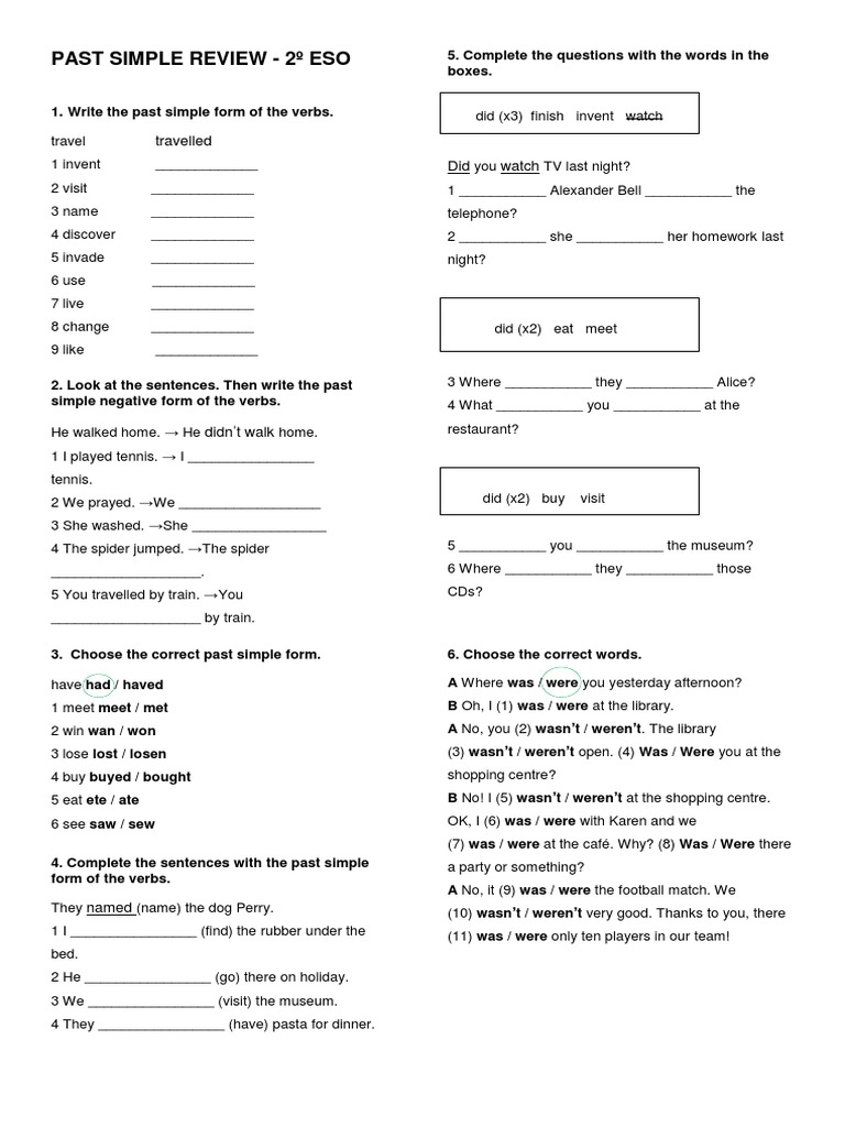 Past Simple Review | PDF | Linguistics | Grammar