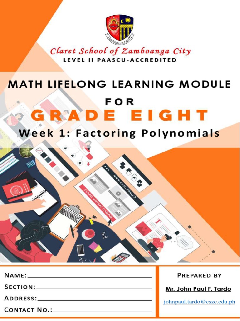 Factoring Polynomials-Grade 8 Mathematics Module Week 1 | PDF ...