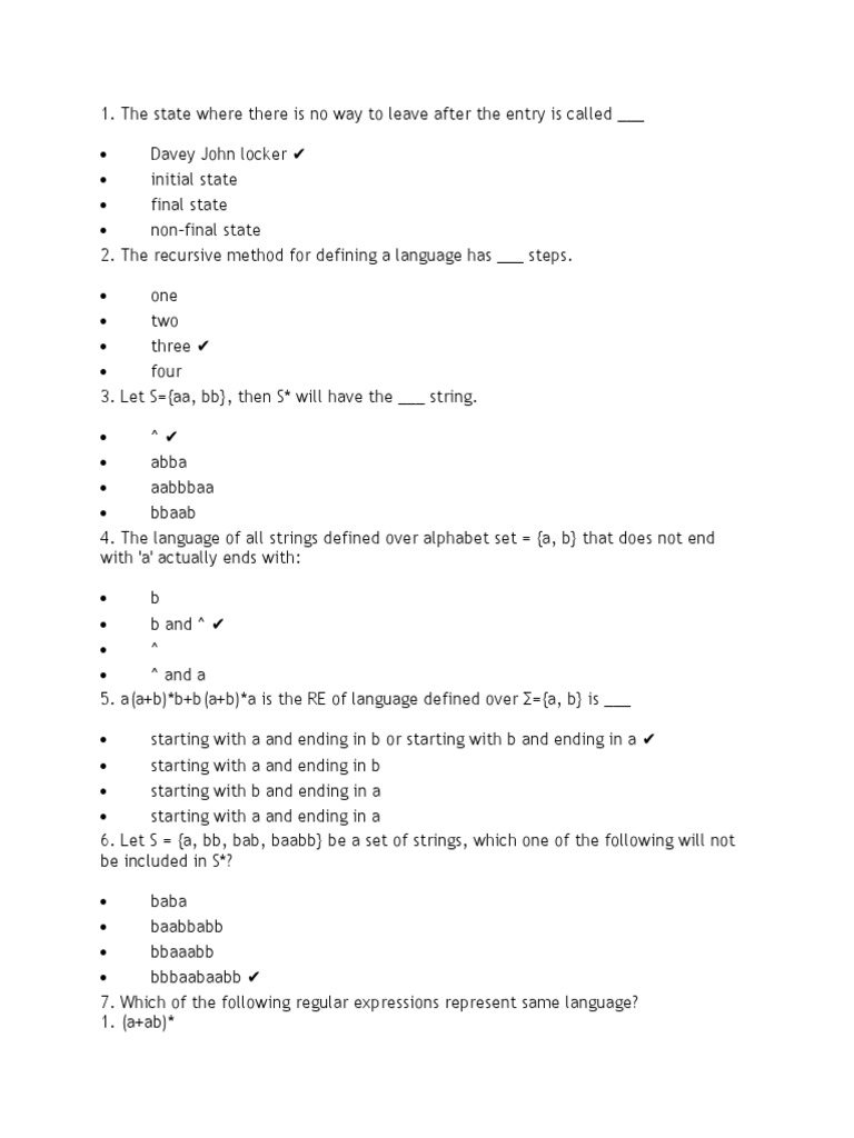 MCQ | PDF | String (Computer Science) | Models Of Computation