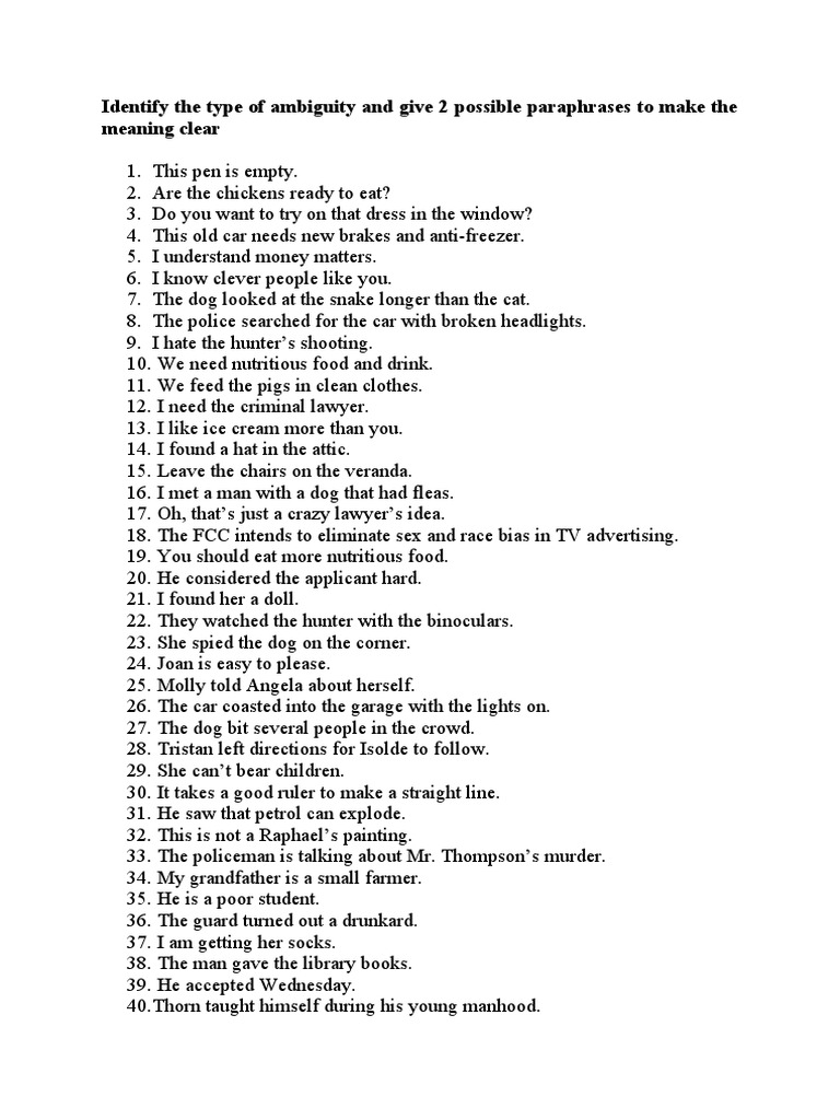 Exercise On Ambiguity | PDF | Art