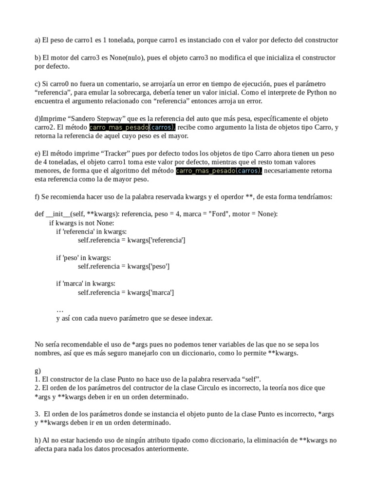Taller Python | PDF | Objeto (informática) | Constructor (Programación ...