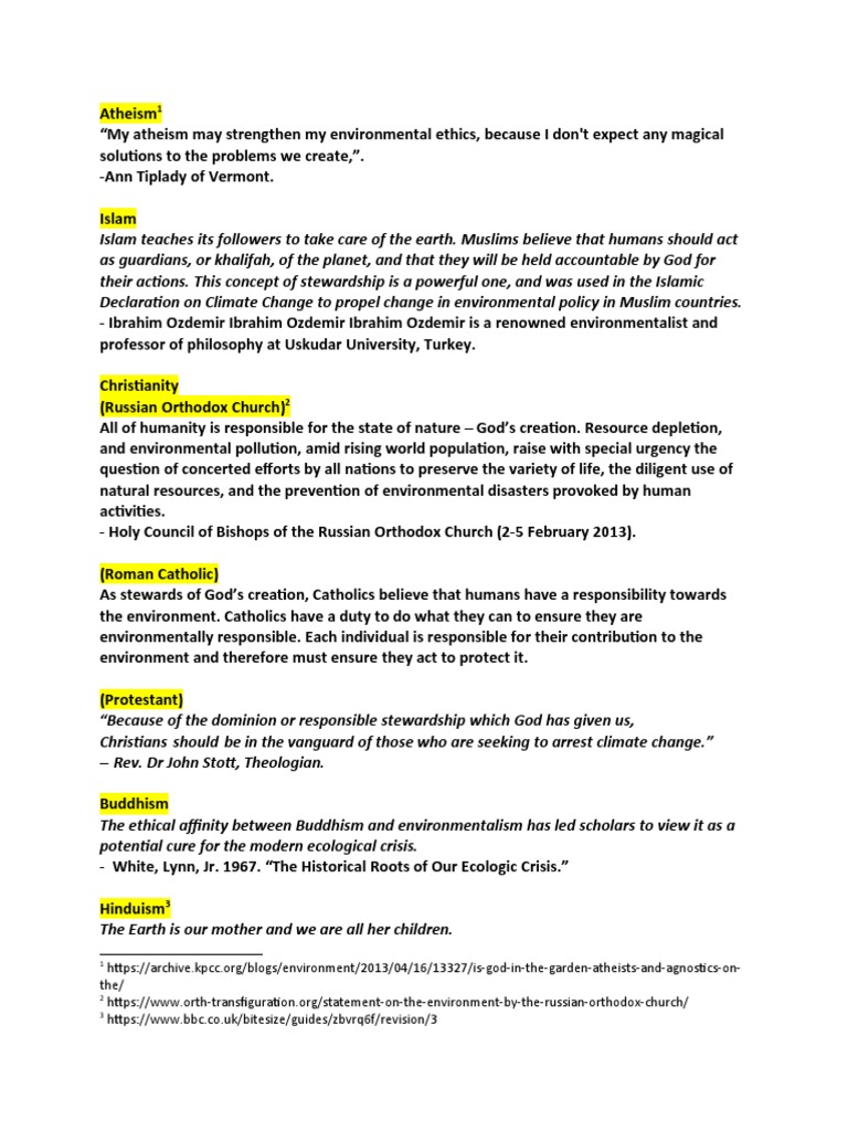 Religion Views Environment Protection | PDF | Environmentalism ...