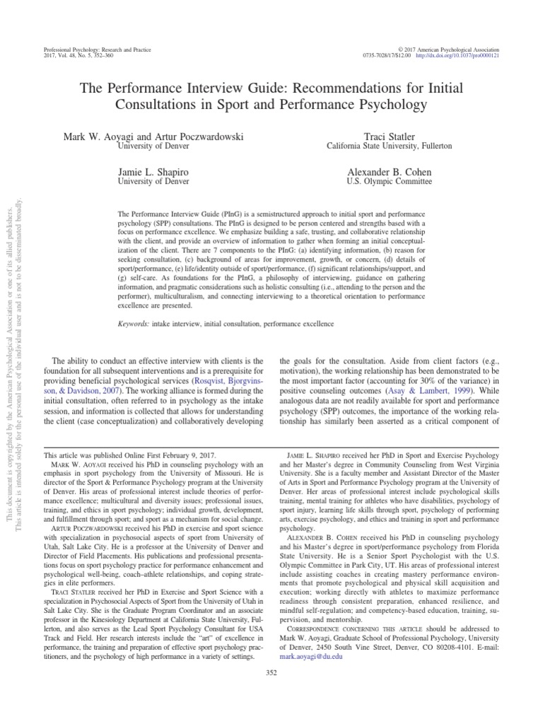 The Performance Interview Guide | PDF | Psychology | Counseling Psychology