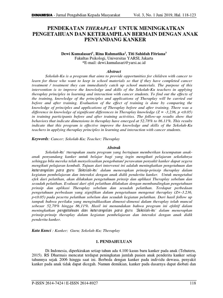 Terapkan Theraplay untuk Anak Kanker | PDF | Karier & Perkembangan ...