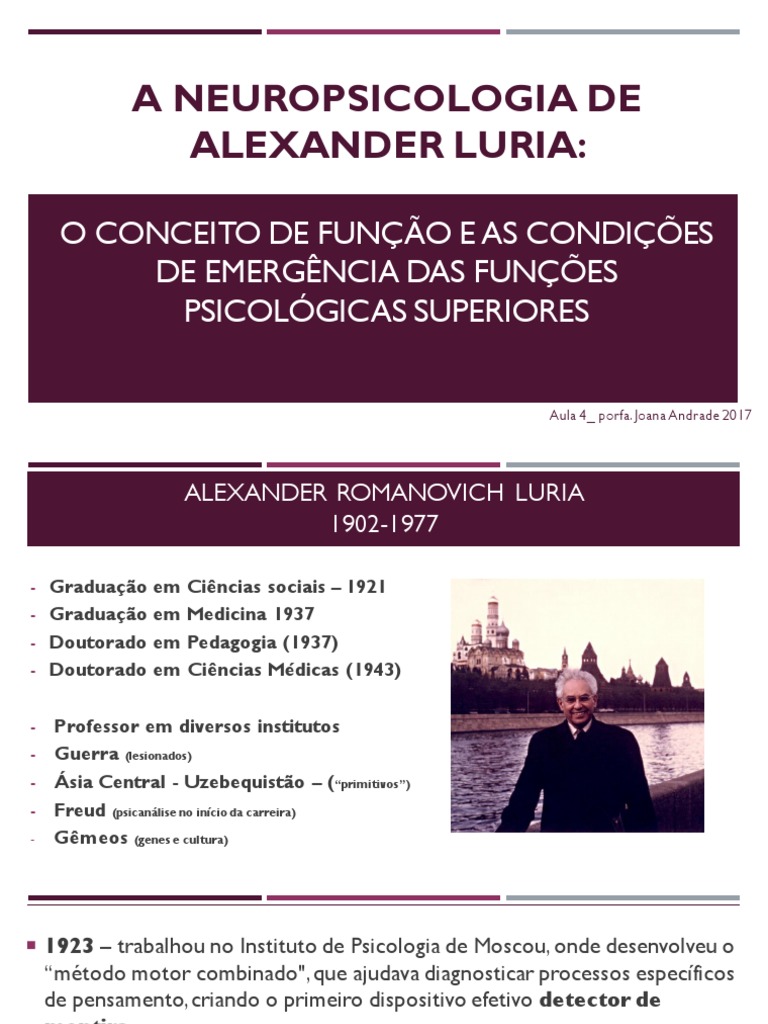 A Neuropsicologia de Alexander Luria: As Origens e Desenvolvimento das ...