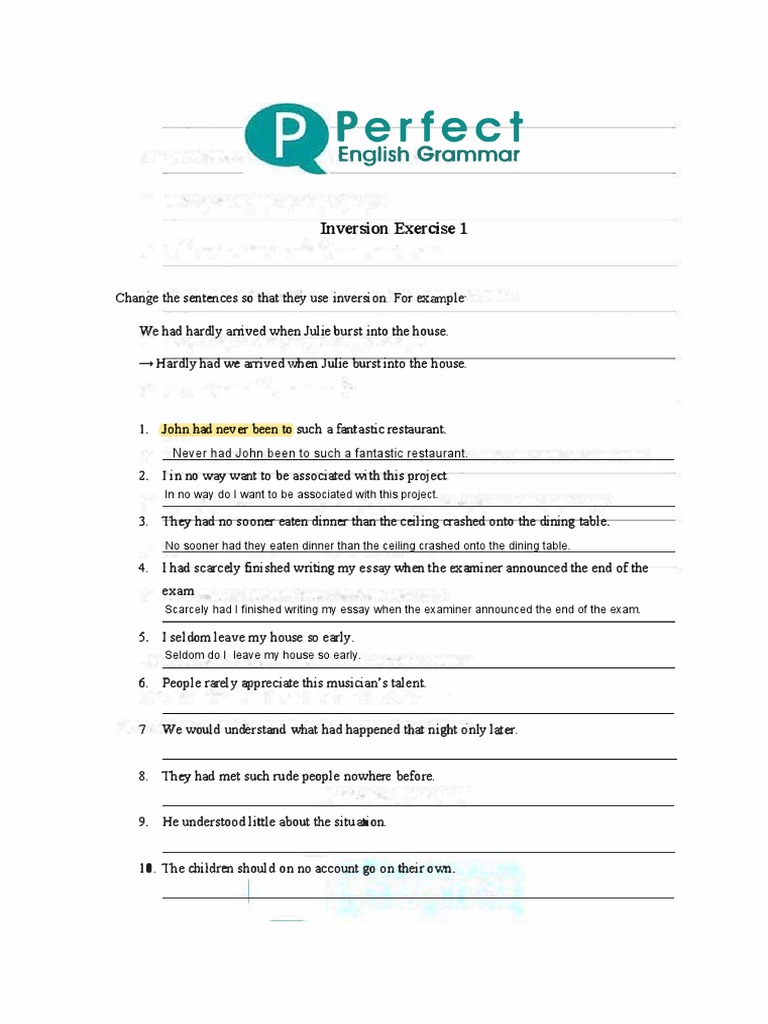 Inversion Exercises With Key | PDF