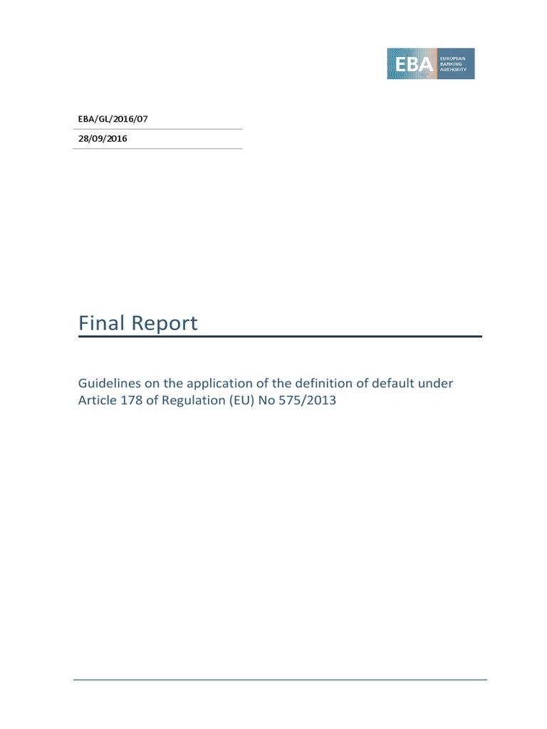 EBA Guidelines on Default Definition | PDF | Risk | Factoring (Finance)
