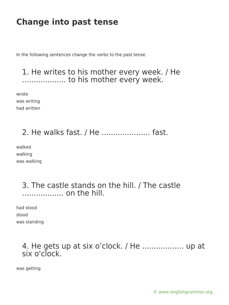 Change Into Past Tense | PDF | Linguistic Typology | Language Families