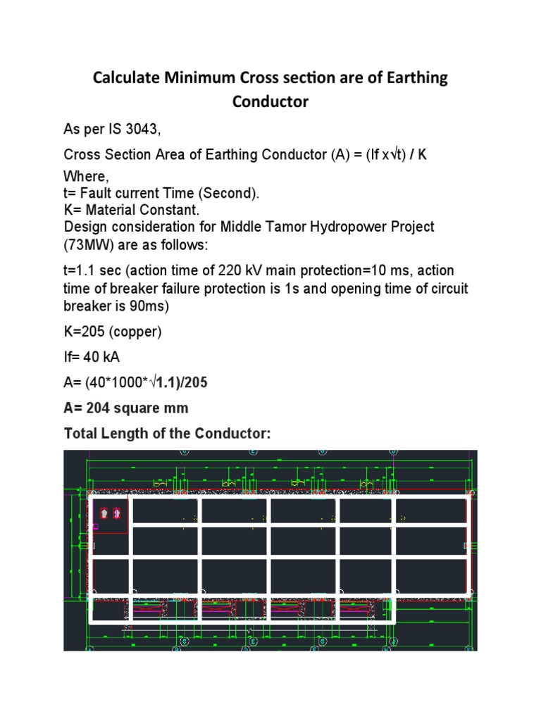 Minimum Cross Section Area of Earthing Conductor | PDF