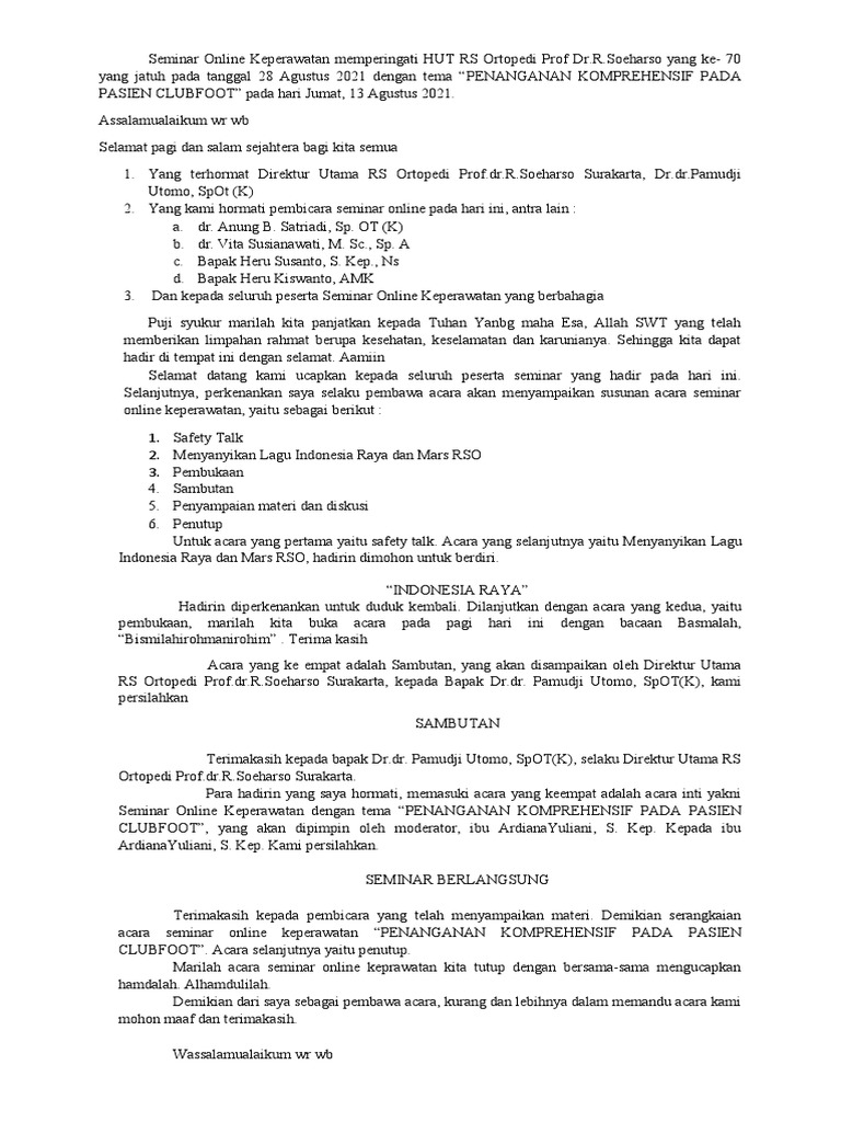 Teks Pembawa Acara Seminar | PDF