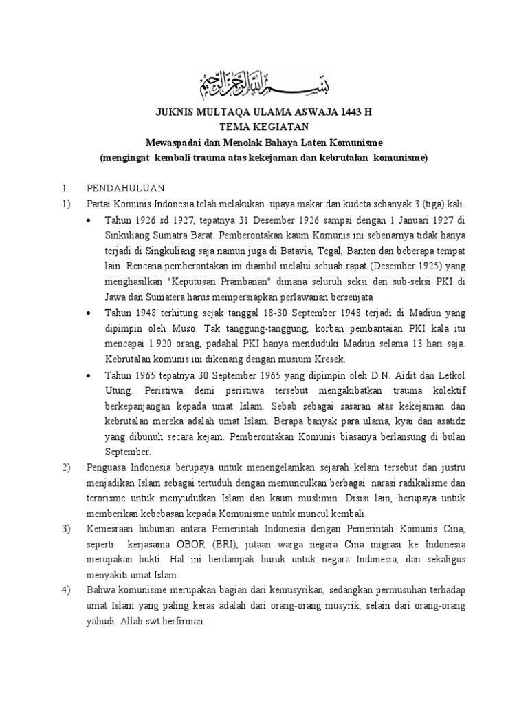 Juknis Multaqa Ulama G 30 S Pki-03 | PDF | Politik