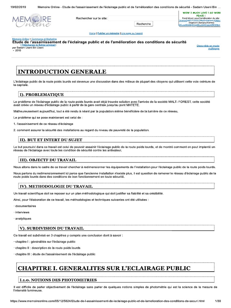 Rapport D'eclairage Public | PDF