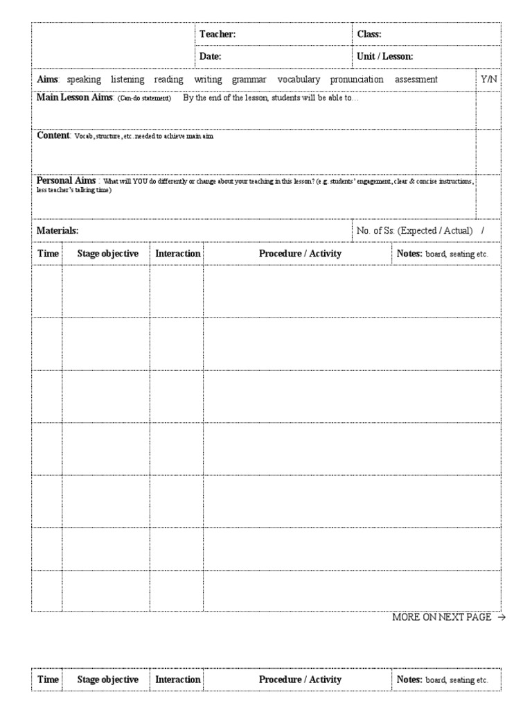 EF Lesson Plan Template | PDF