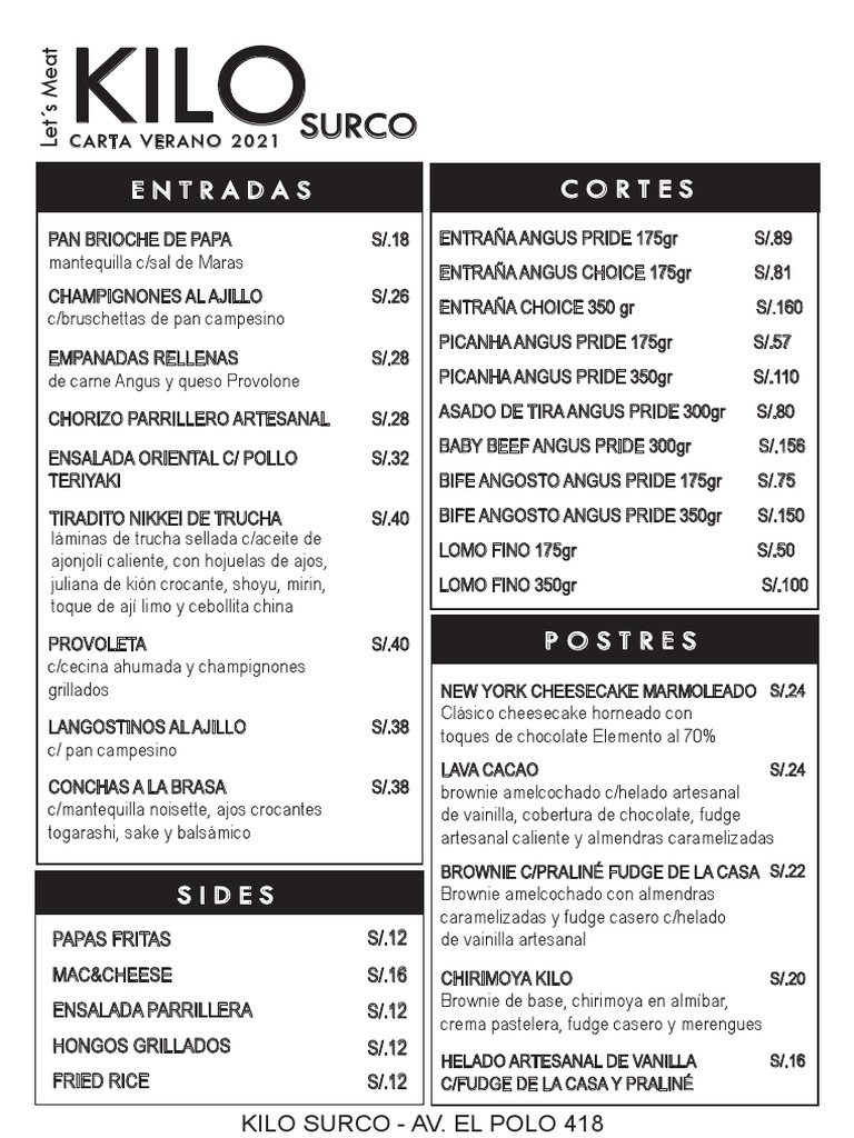 Kilo Carta | PDF | filete | Hamburguesas