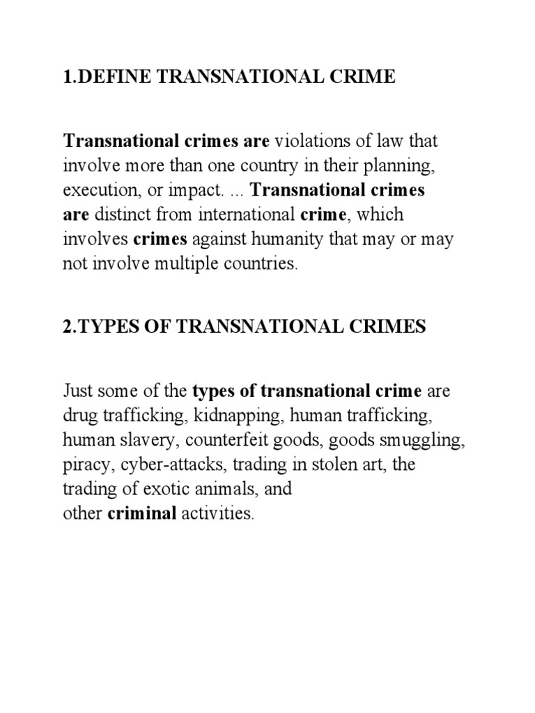Define Transnational Crime | PDF | Crime & Violence | Crimes