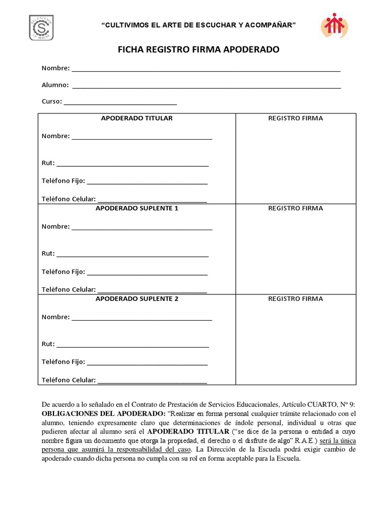 Ficha Registro Firma Apoderado 2019 | PDF | Finanzas y dinero