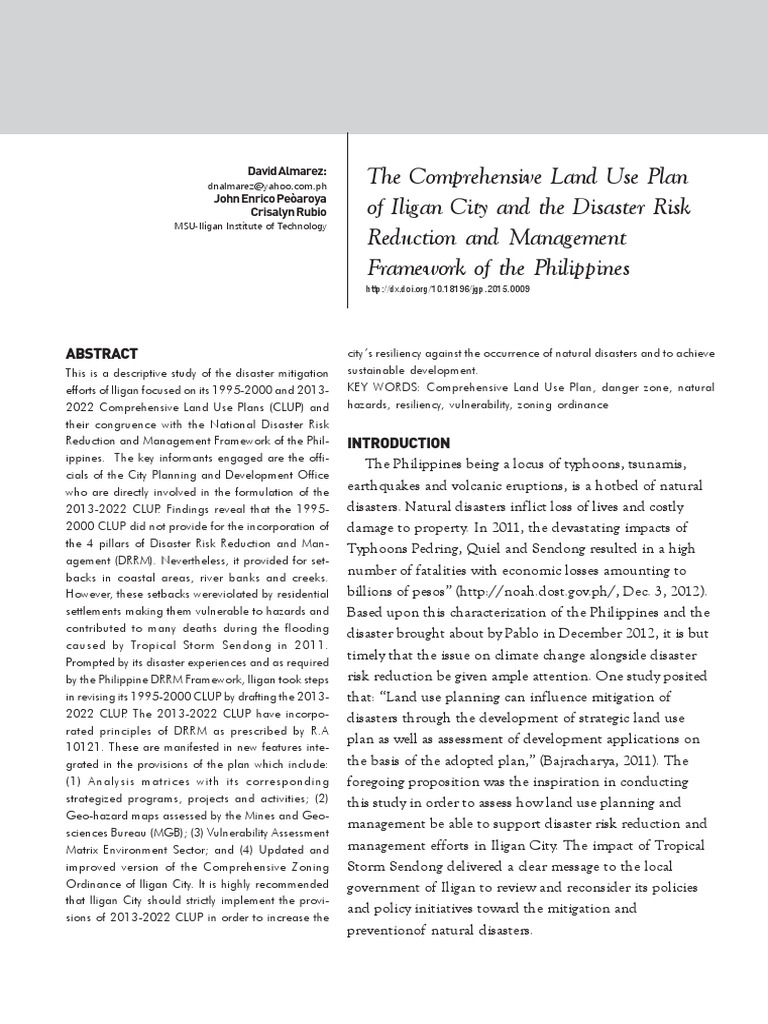 The Comprehensive Land Use Plan of Iligan City and | PDF | Emergency ...