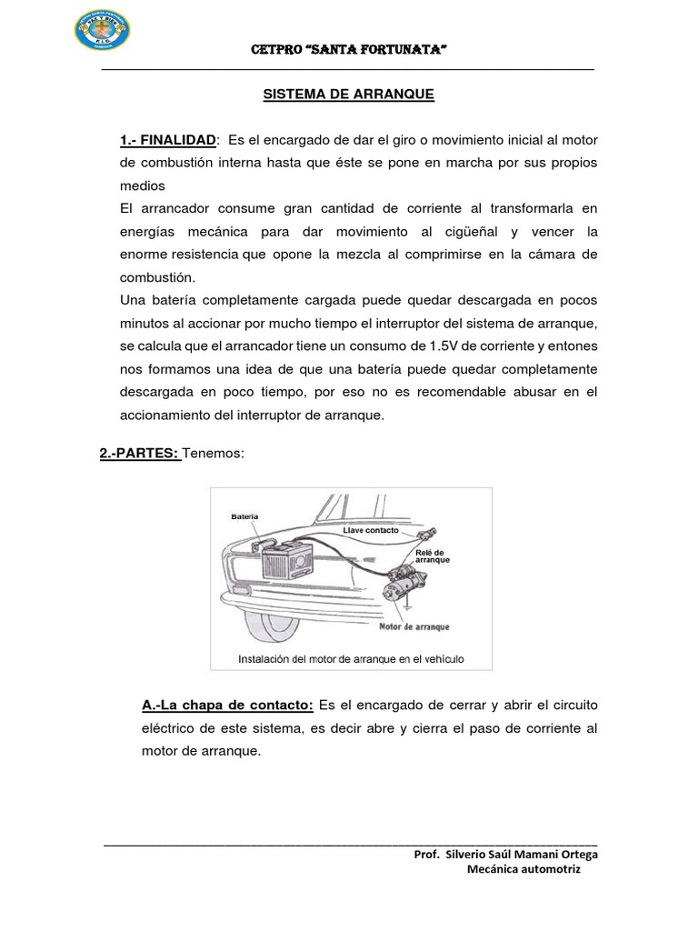 Sistema de Arranque Automotriz | PDF | Engranaje | Motores