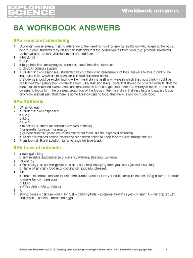 Int Esws at Y8 Workbook Answers TTPP | PDF | Cellular Respiration | Respiratory System