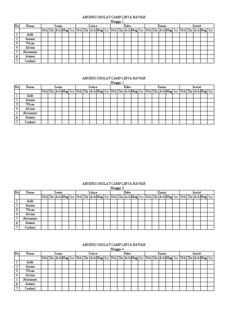 Absen Sholat | PDF | Shinto | Asian Ethnic Religion