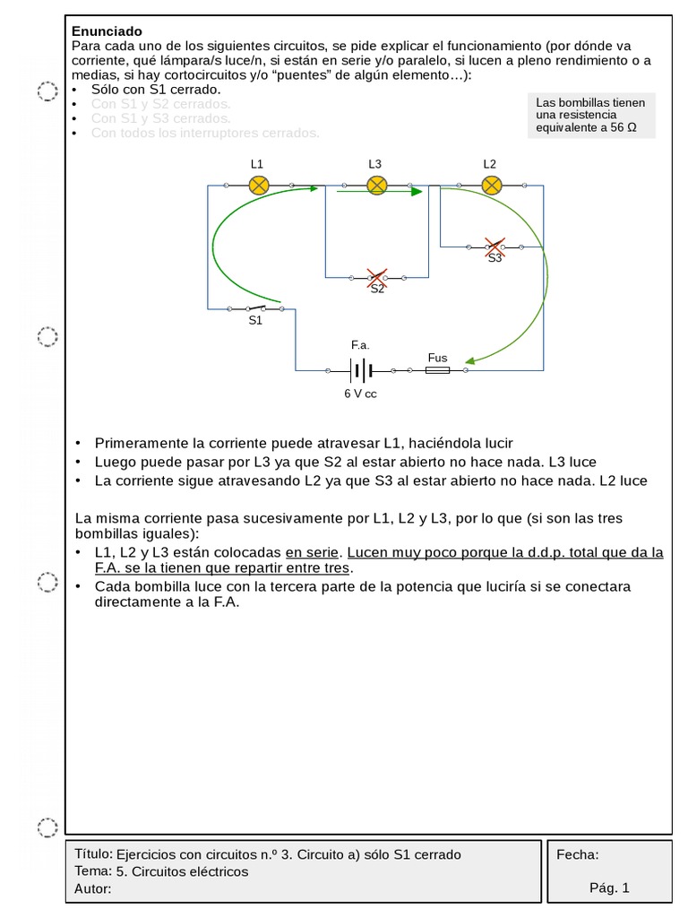 3.ESO Tema.5.Circuitos - Electricos Ejercicio.3 Resolucion | PDF | Resistencia Eléctrica y ...