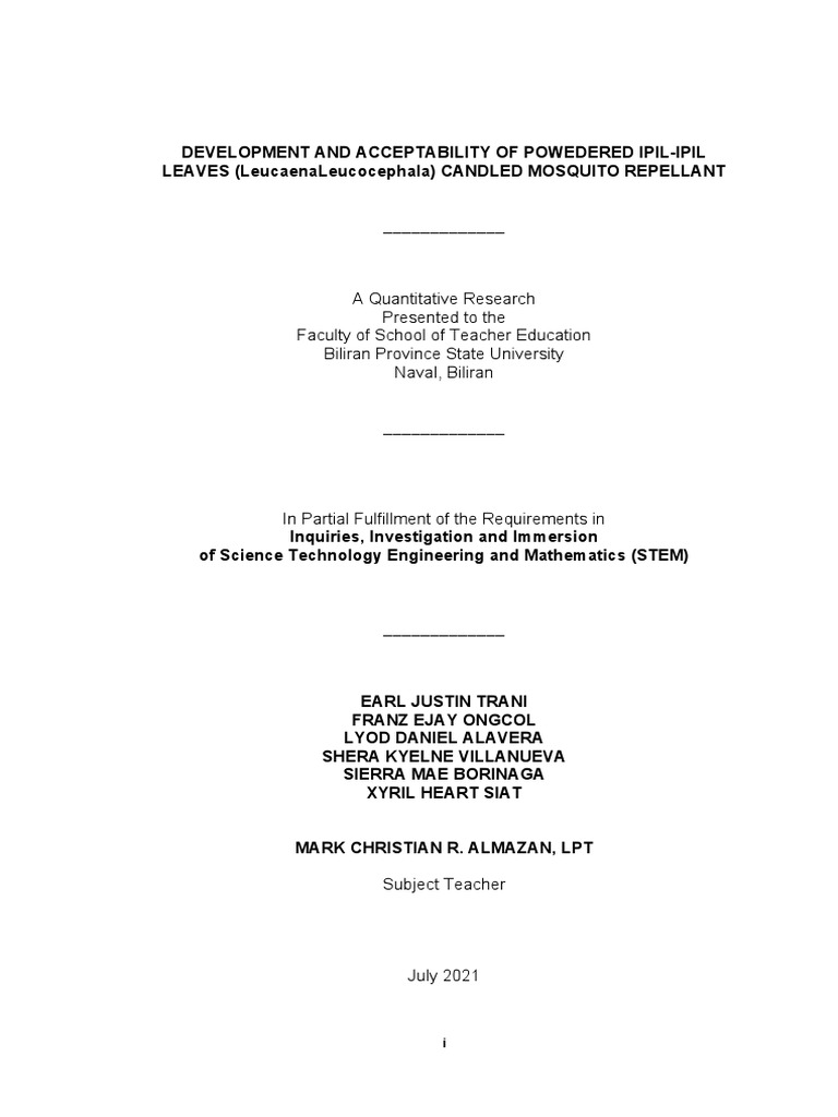 Title Page - Ipil-Ipil Leaves | PDF