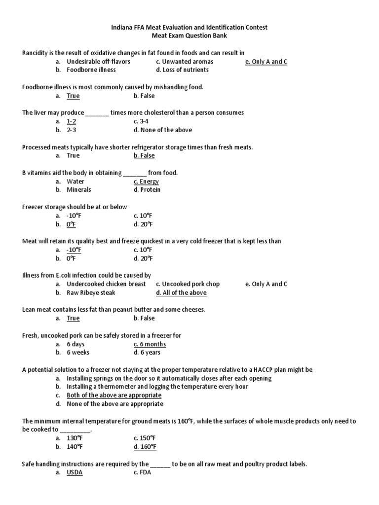 FFA Meat Quiz | PDF | Beef | Meat