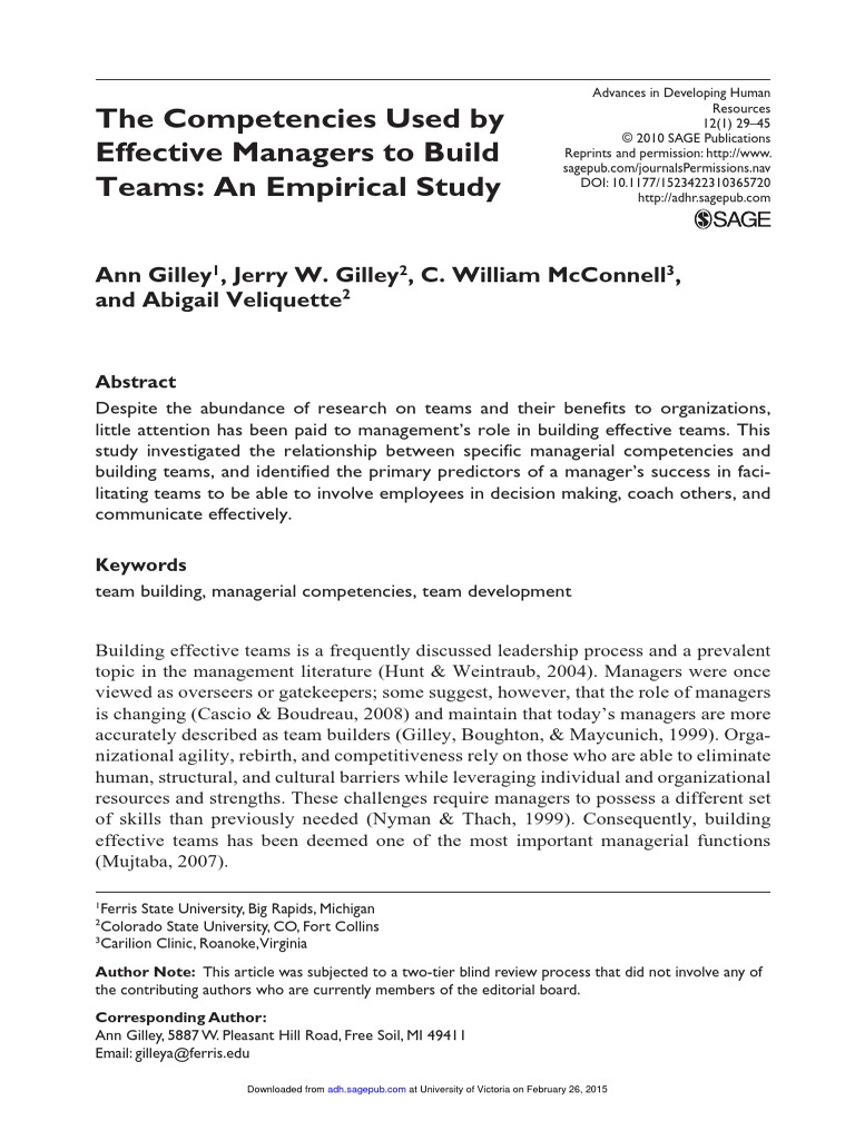 The Competencies Used by Effective Managers To Build Teams | PDF ...