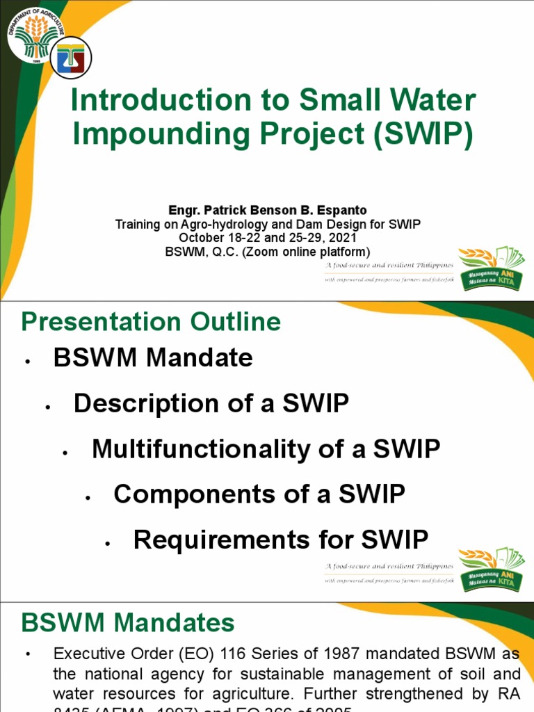 Introduction To Small Water Impounding Project (SWIP) | PDF ...