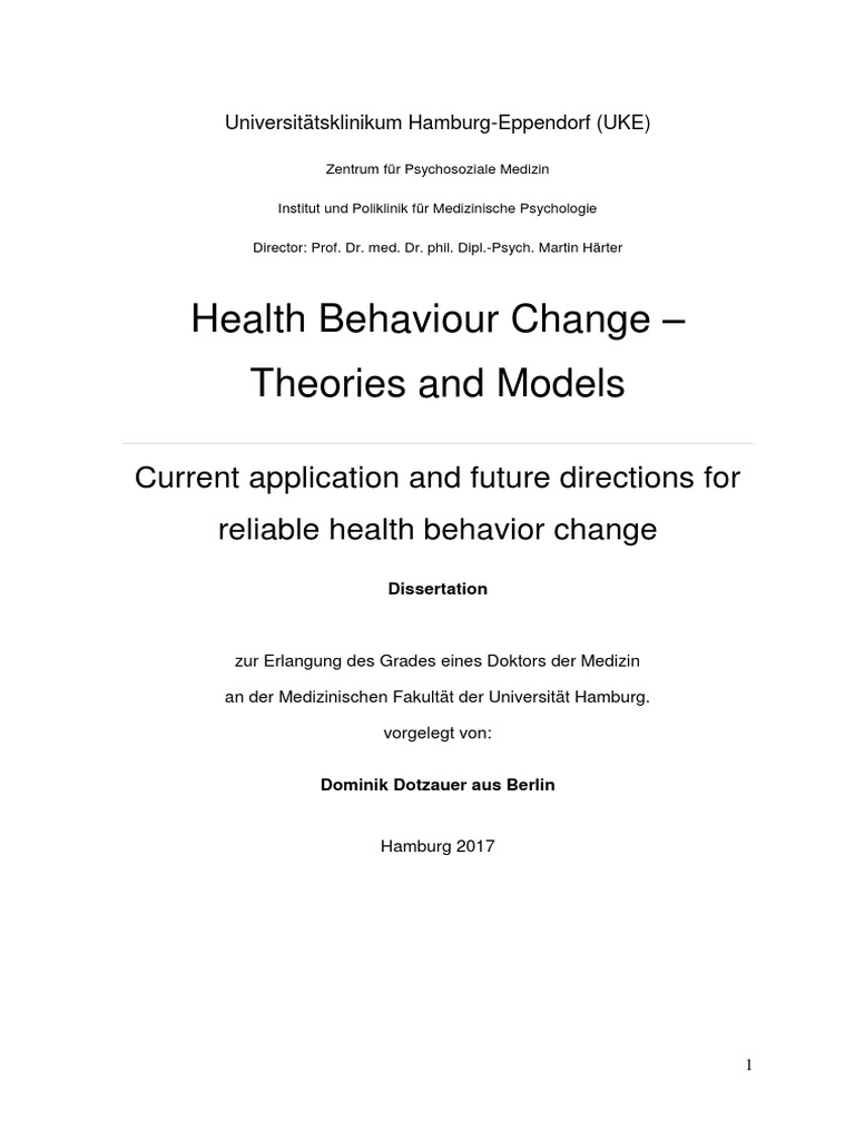 Health Behaviour Change - Theries and Models | PDF | Non Communicable ...