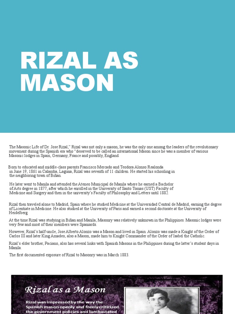 Rizal As Mason | PDF | Philippines