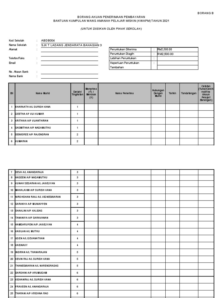 Borang Penerimaan KWAPM B | PDF