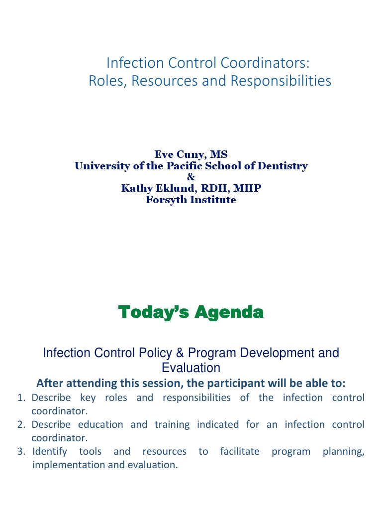 The Roles, Resources and Responsibilities of Infection Control ...
