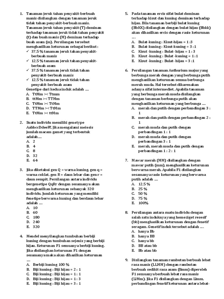 Soal-Soal 3.5 Hk. Mendel | PDF