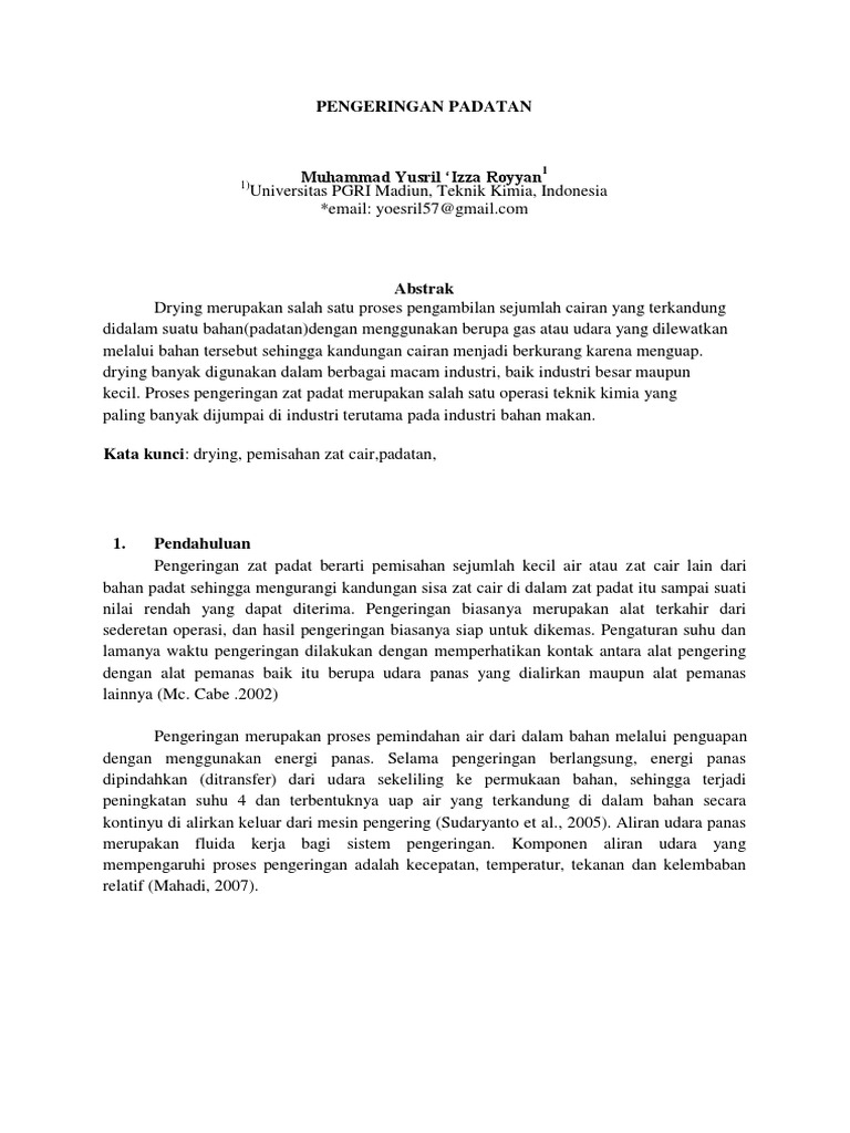 Pengeringan Padatan | PDF