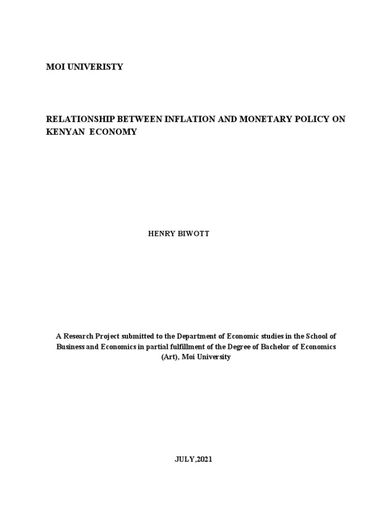 PROJECT Proposal ON INFLATION | PDF | Monetary Policy | Money Supply