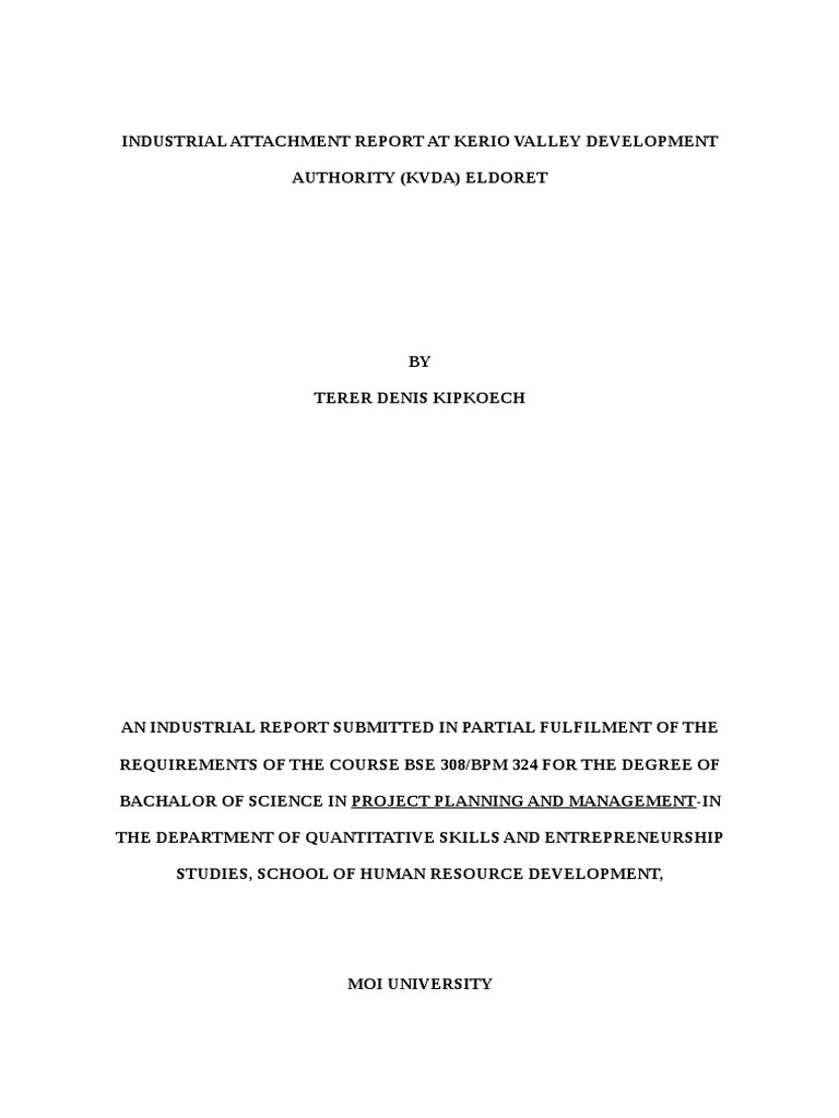 Industrial Attachment Report at Kerio Valley Development Authority ...