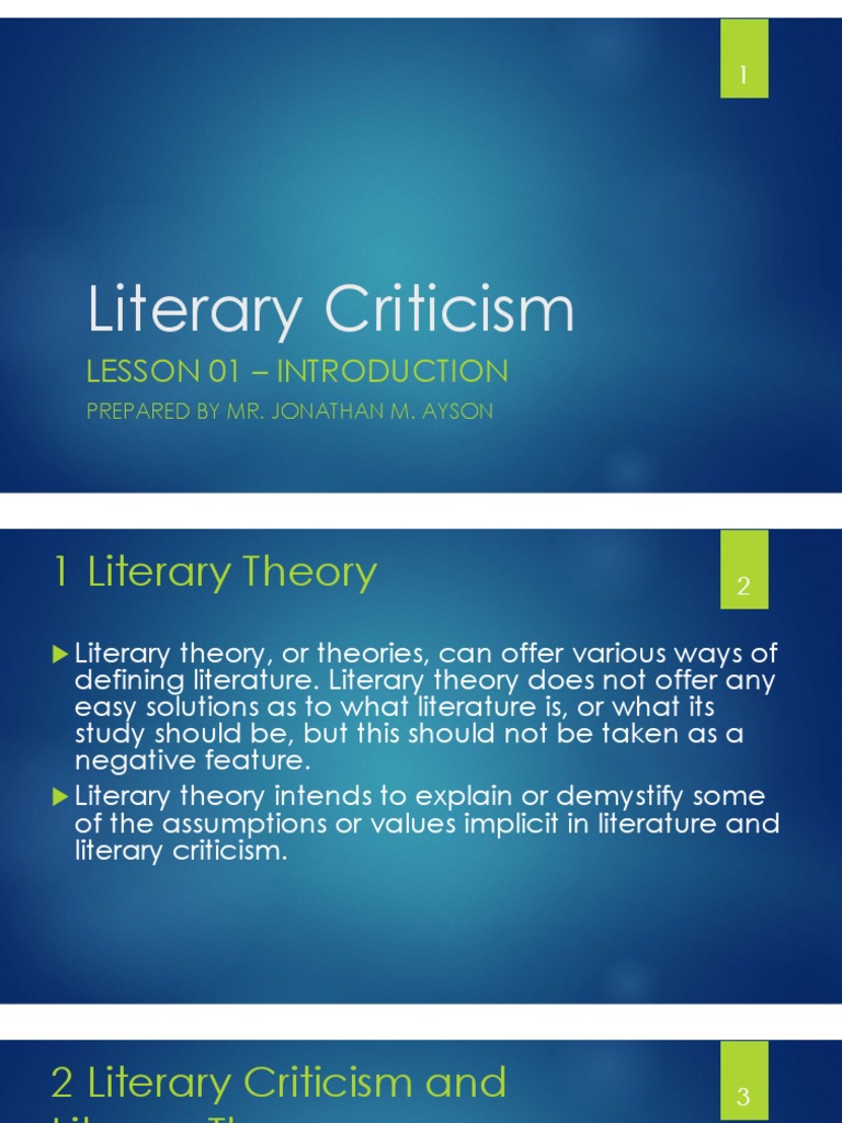 Literary Criticism Lesson 01 Introduction | PDF | Literary Criticism ...