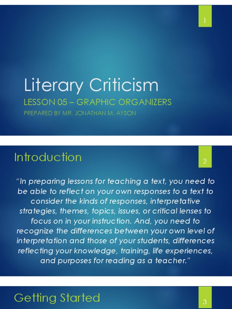 Literary Criticism Lesson 05 Graphic Organizers | PDF | Rubric ...