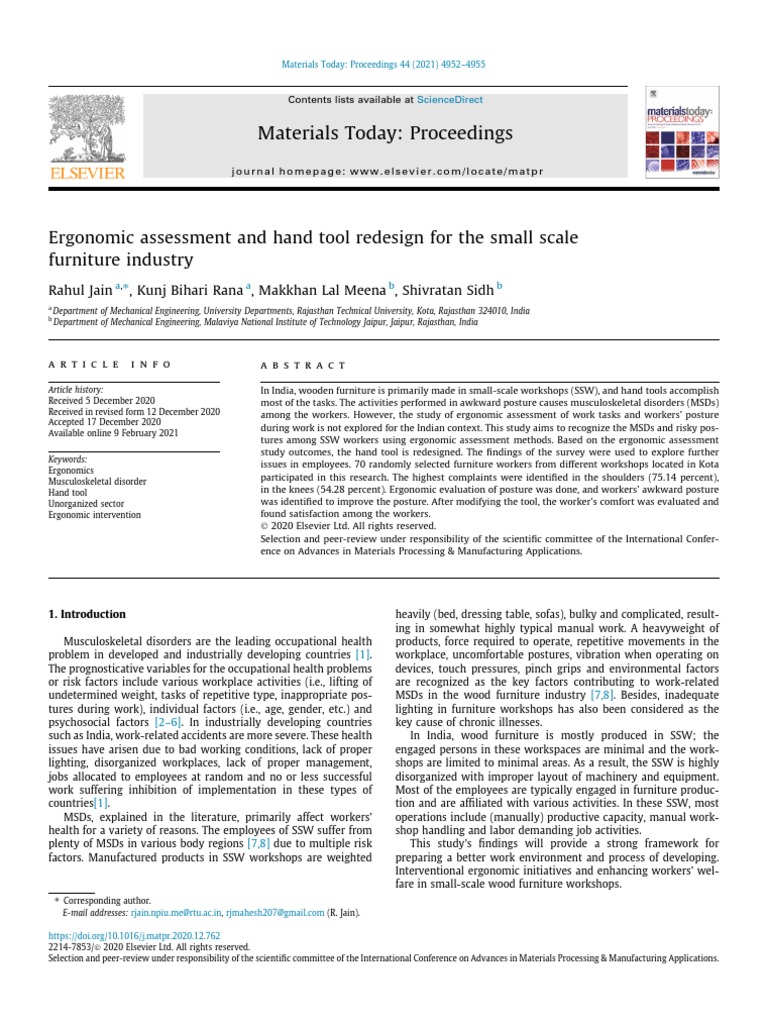 Ergonomic Assessment and Hand Tool Redesign For The Small Scale ...