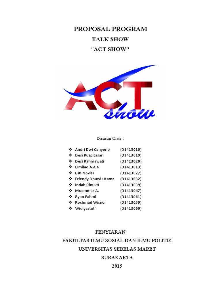 Proposal Talk Show "ACT SHOW" | PDF