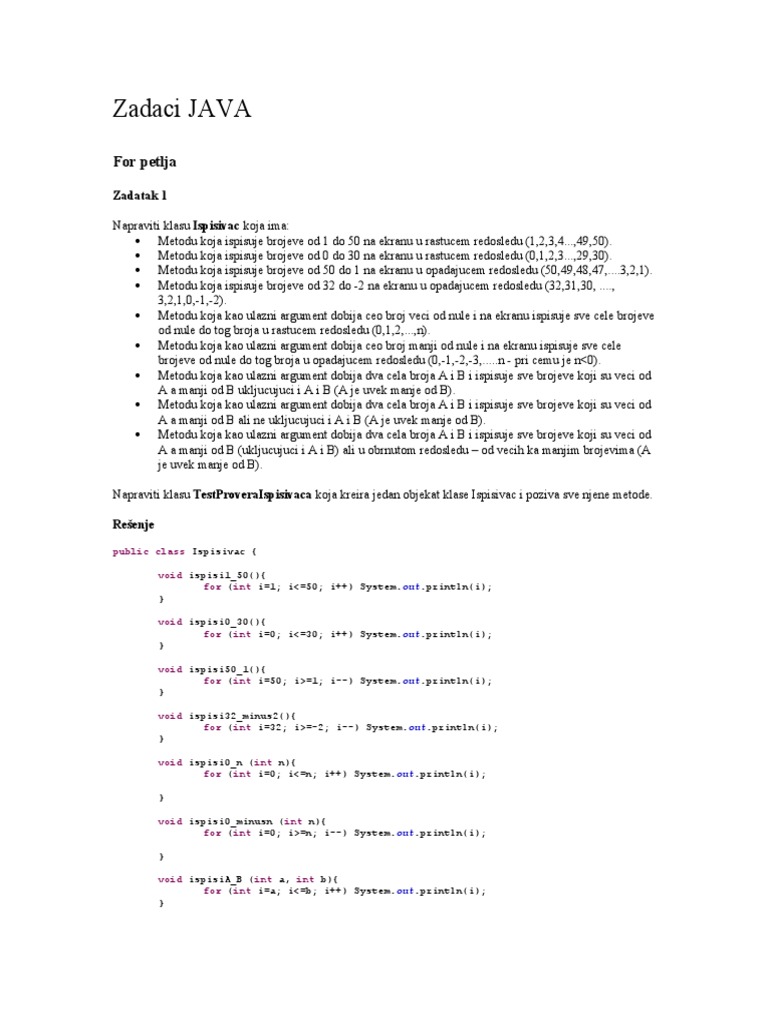 Zadaci JAVA | PDF