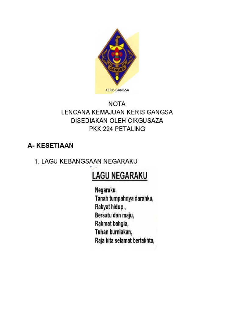 Nota Keris Gangsa | PDF